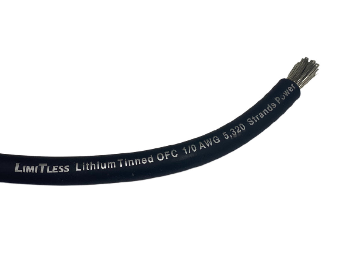 Limitless Lithium 1/0 Silver Tinned OFC Power Wire - 50' Spool| Audio Hoggz