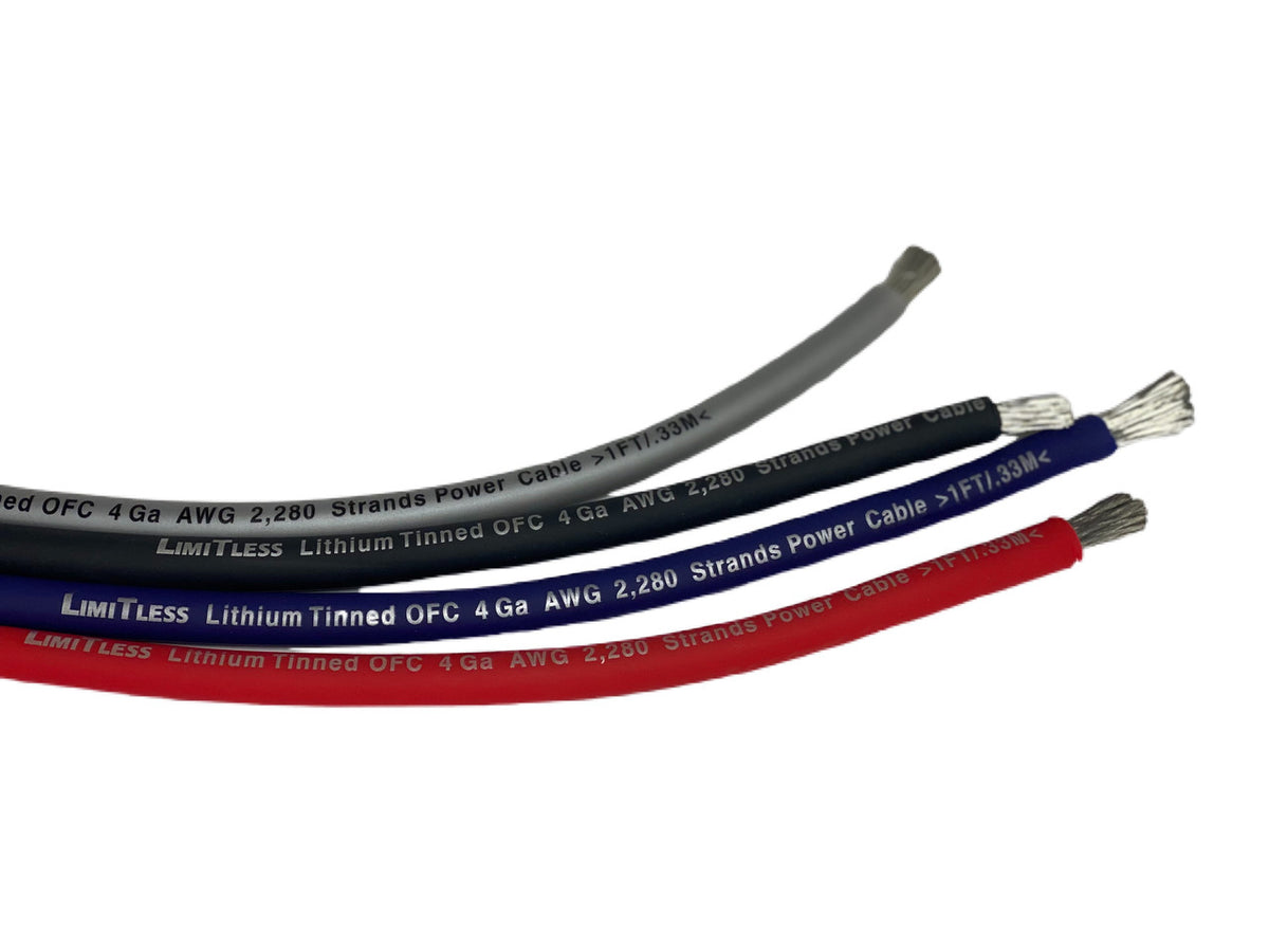 Limitless Lithium 4 Gauge Silver Tinned OFC Power Wire - 100' spool ...