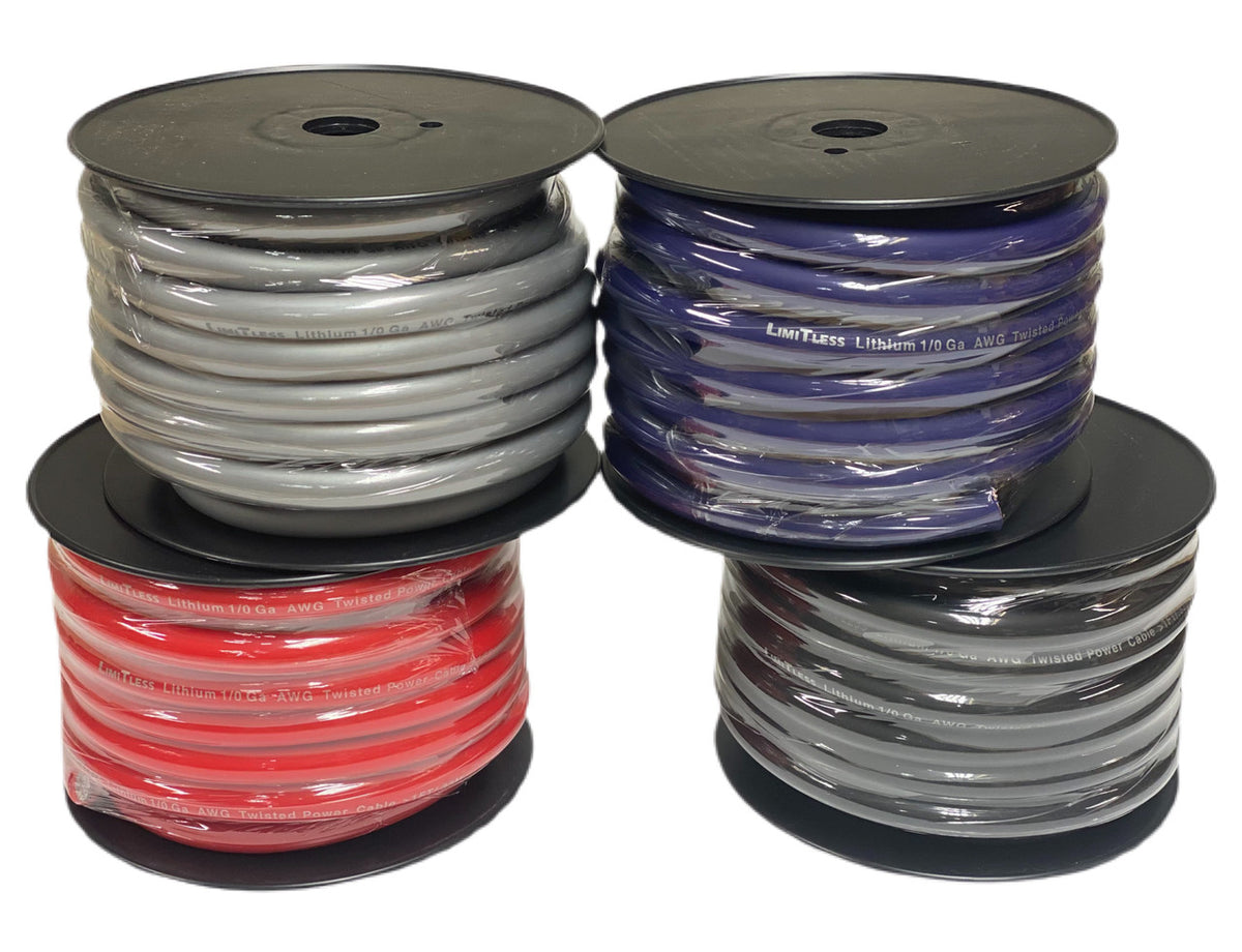 Limitless Lithium 1/0 CCA Power wire - 50' Spool| Audio Hoggz