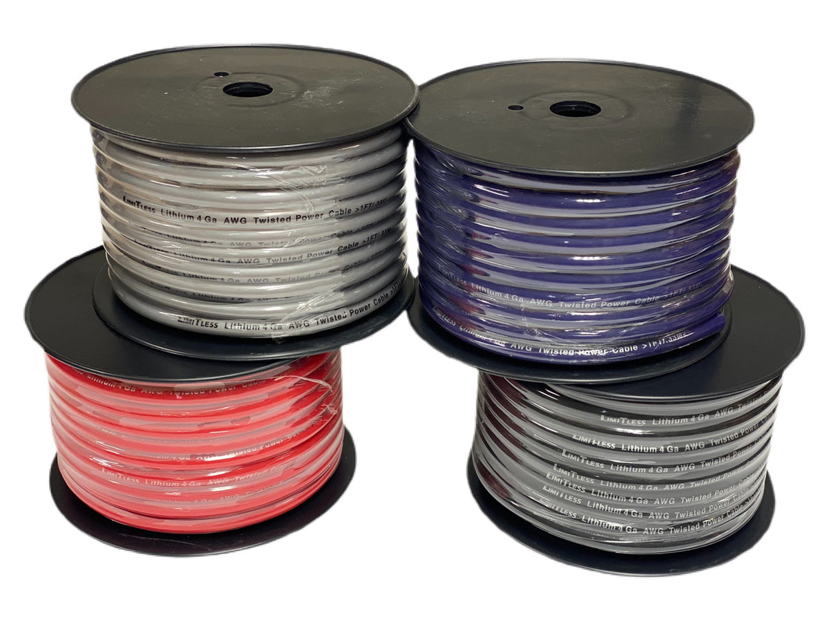 Limitless Lithium 4 Gauge CCA Power Wire - 100' Spool| Audio Hoggz